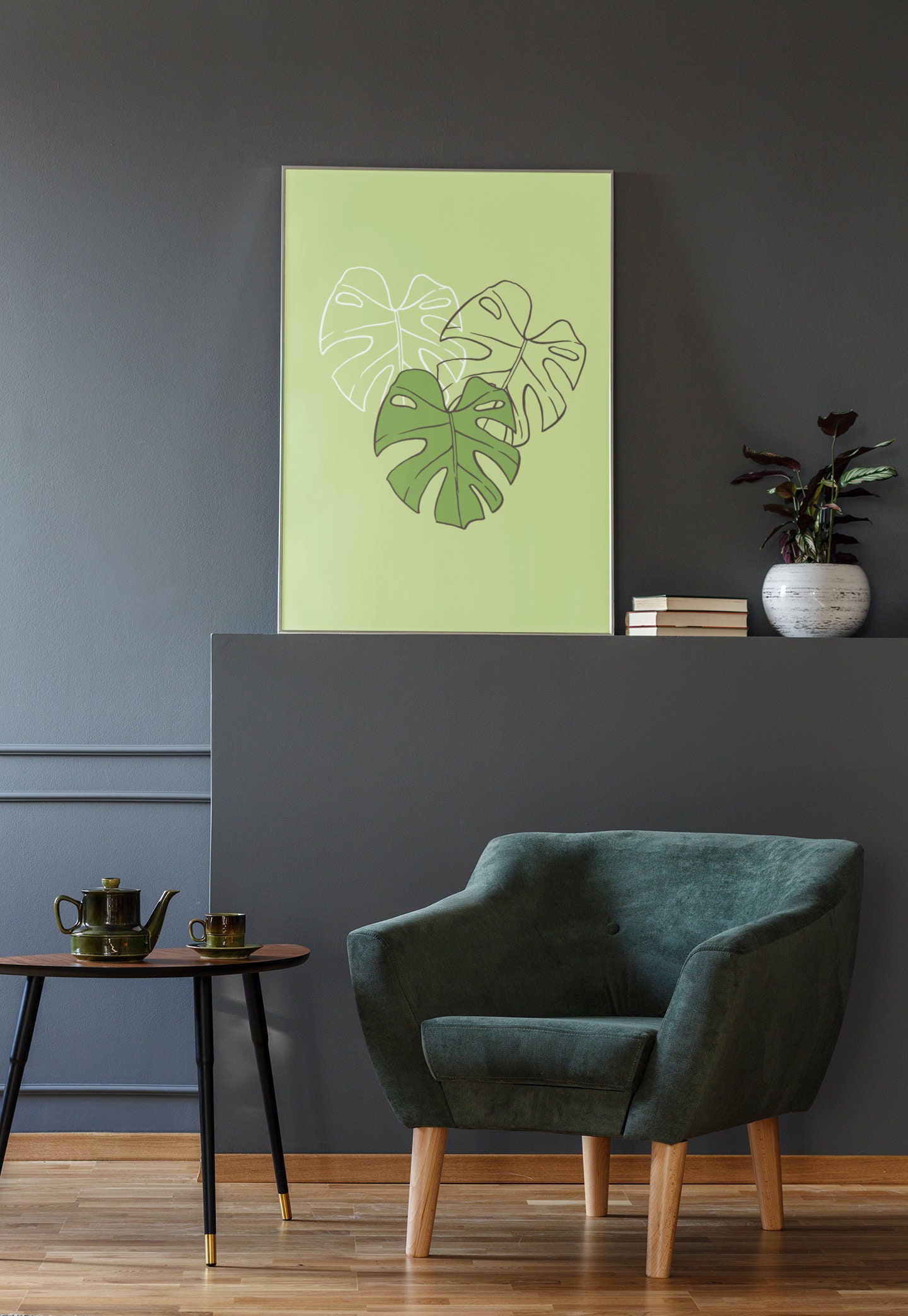 3 Monstera Leaf Digital Download Printable Wall Art - Etsy