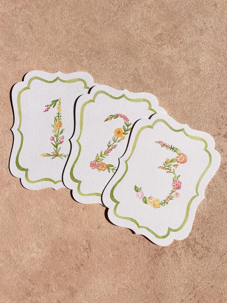 Watercolor Floral Table Numbers - Etsy