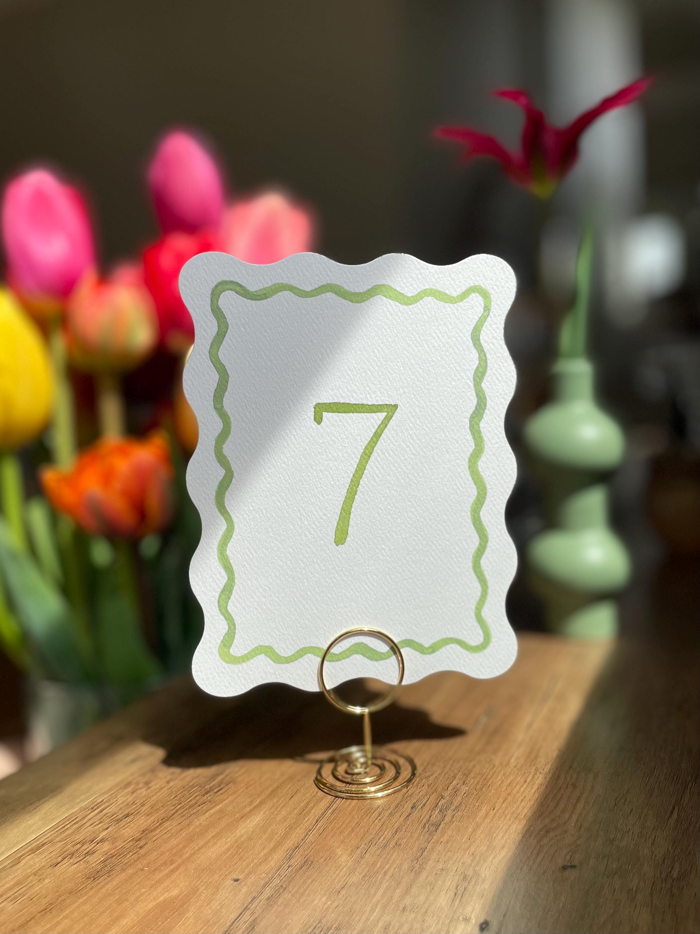 Green Wavy Watercolor Table Numbers - Etsy