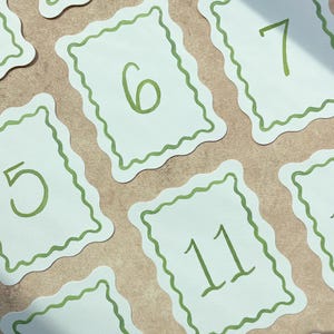 Green Wavy Watercolor Table Numbers - Etsy