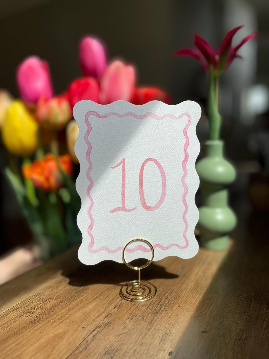 Pink Wavy Watercolor Table Numbers - Etsy