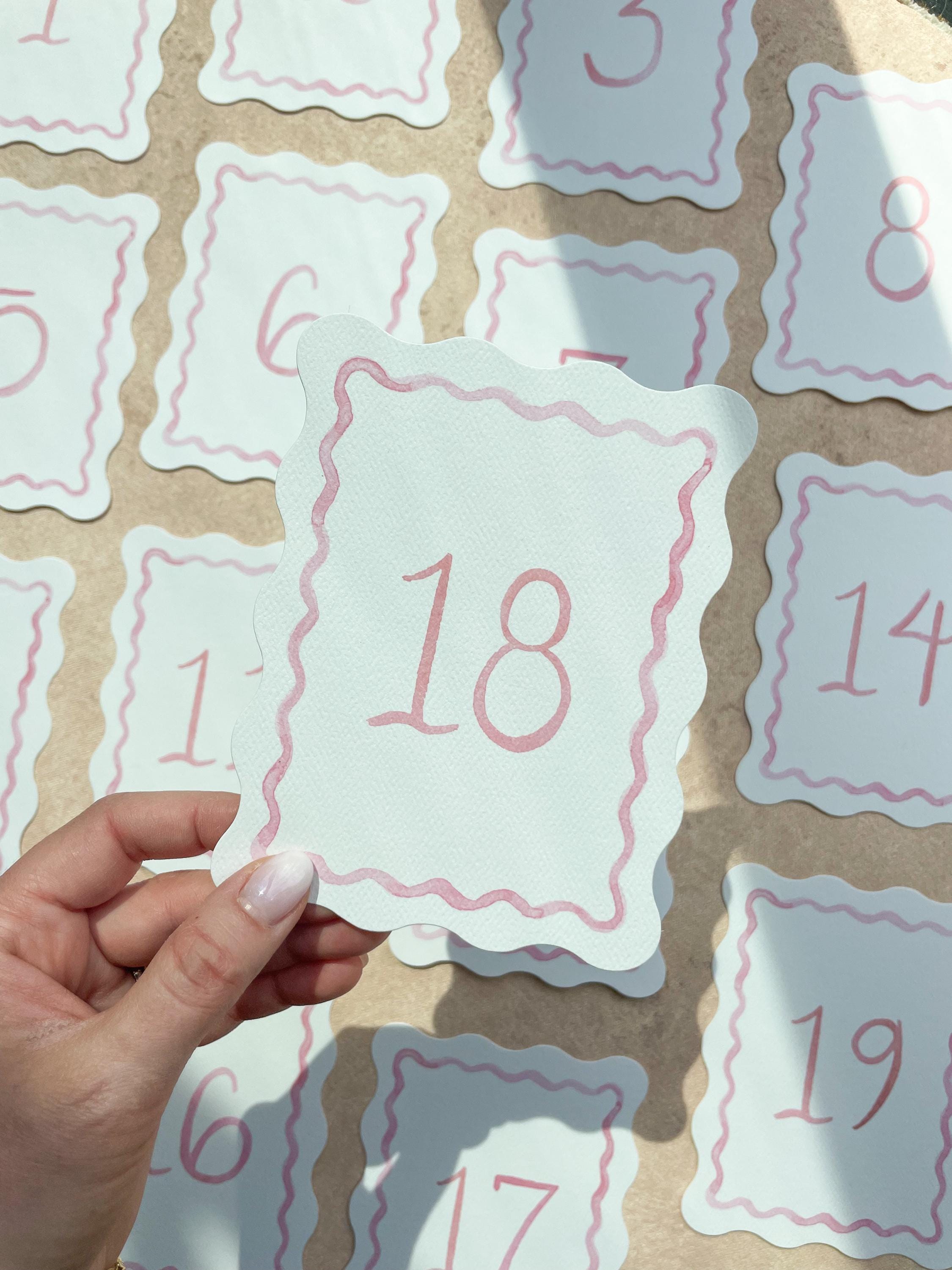 Pink Wavy Watercolor Table Numbers - Etsy