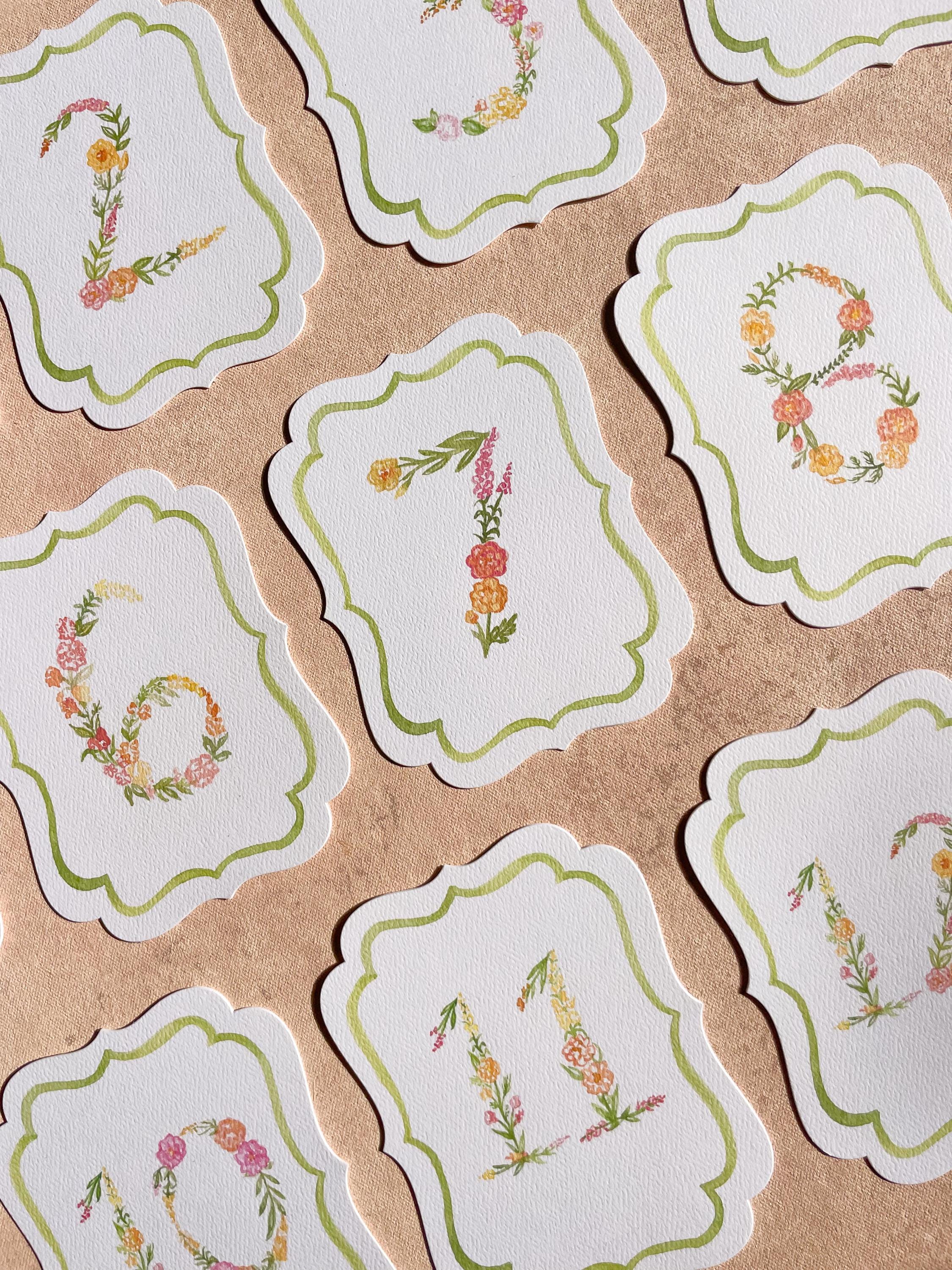 Watercolor Floral Table Numbers - Etsy