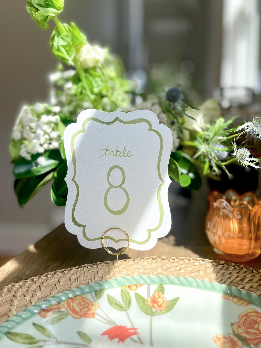 Green Watercolor Table Numbers | Antique Die Cut Print - Etsy