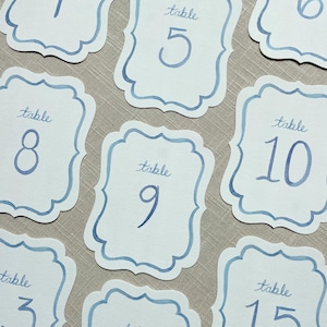 Blue Watercolor Table Numbers | Antique Die Cut Print - Etsy