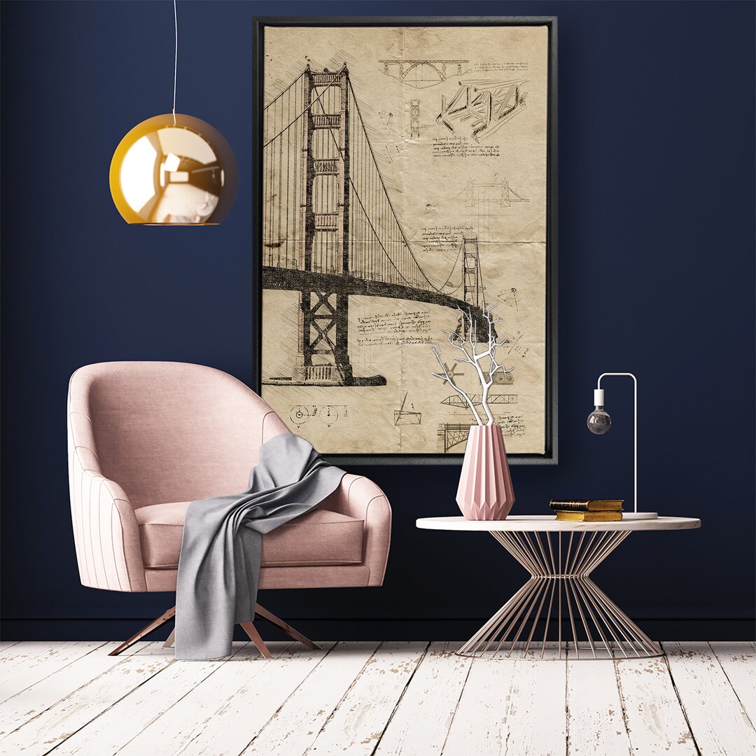 Da Vinci's Golden Gate Bridge Design Canvas With Luxury - Etsy