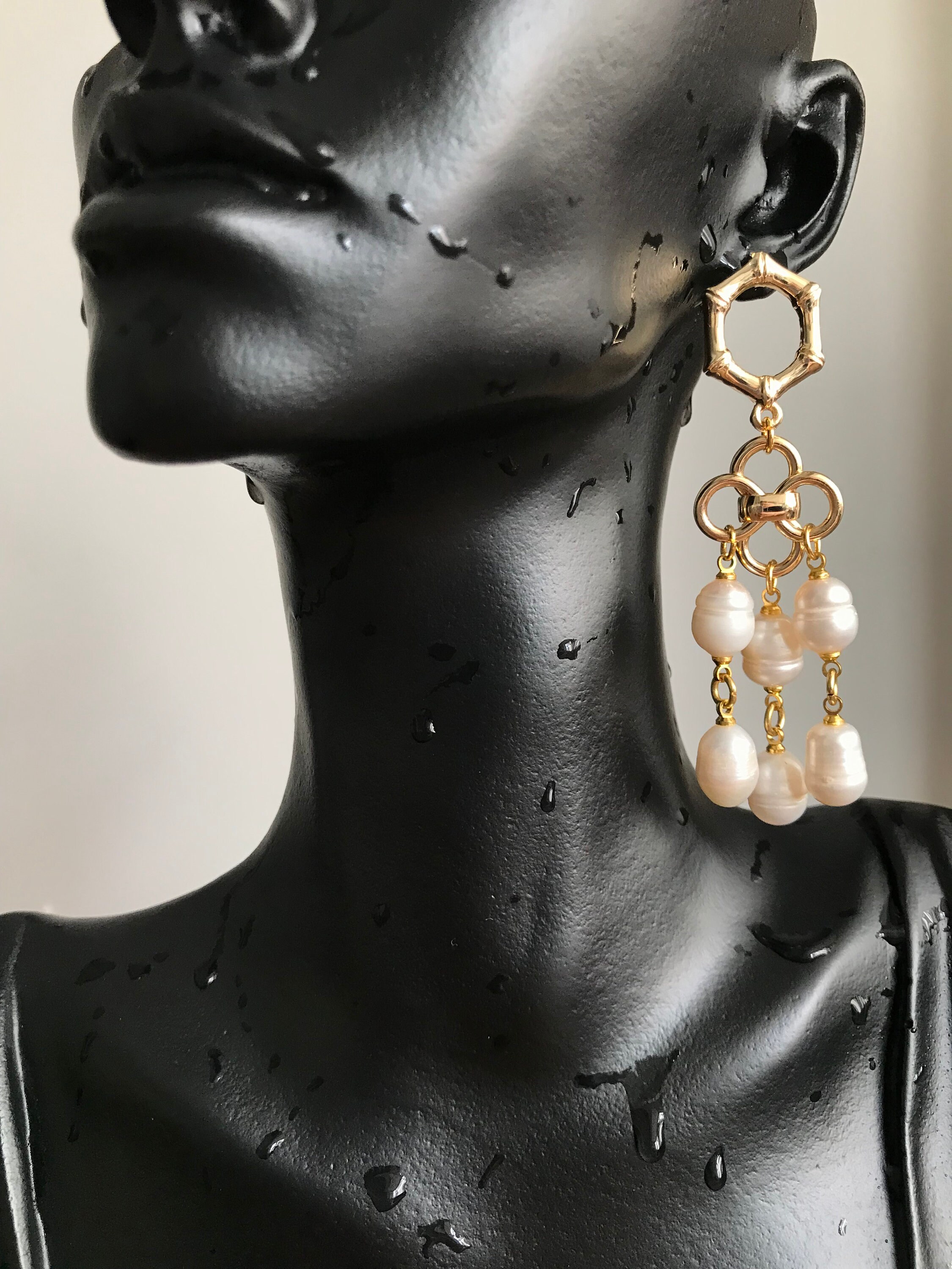 Handmade Fresh Water Pearls Statement Earrings - Etsy