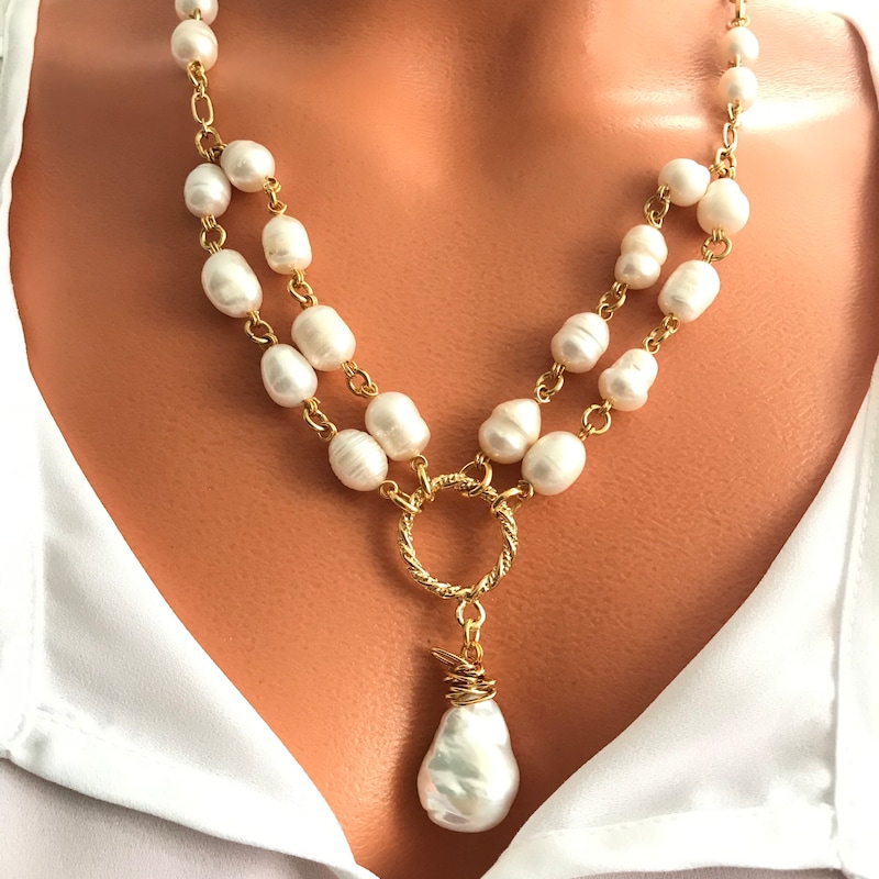 Pearl Statement Necklace - Etsy