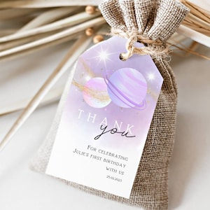 FBD02 GIFT TAG 1st Birthday | Thank You Tag, Pastels Planets Solar ...