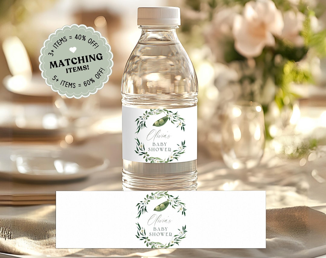 Twin Baby Shower Bottle Label Printable Two Peas in a Pod Bottle Label ...