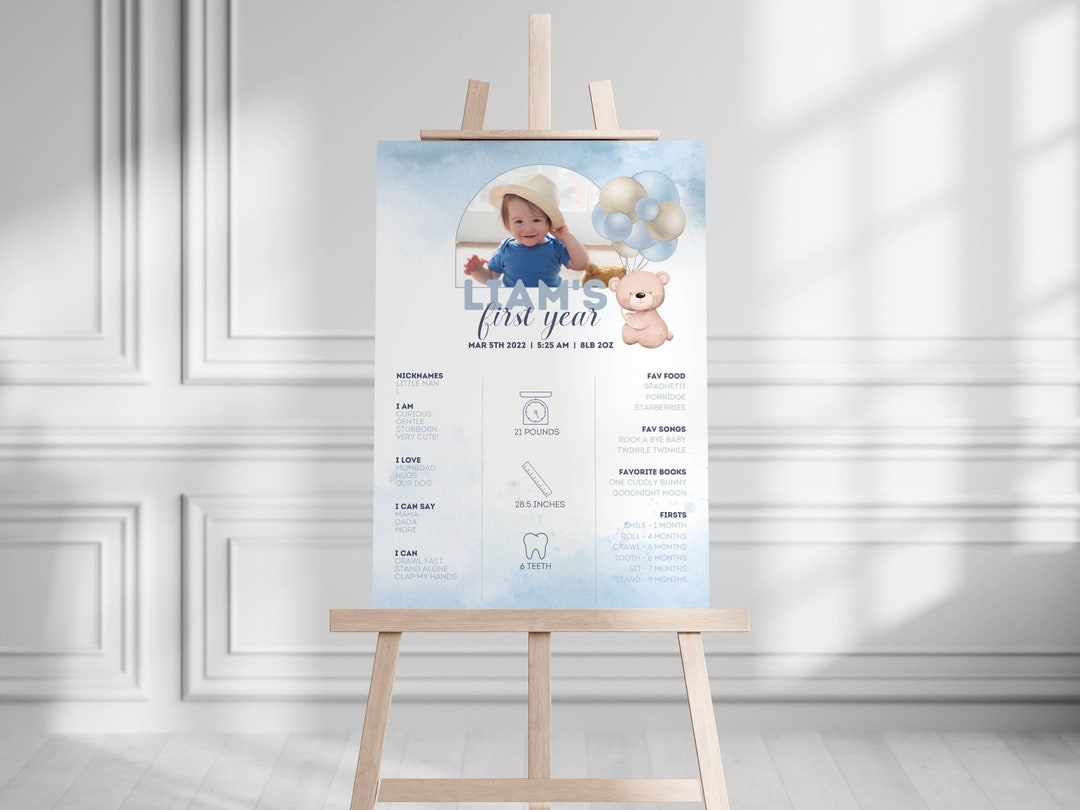 My First Year Sign Baby Blue First Birthday | MATCHING Products! | Free ...