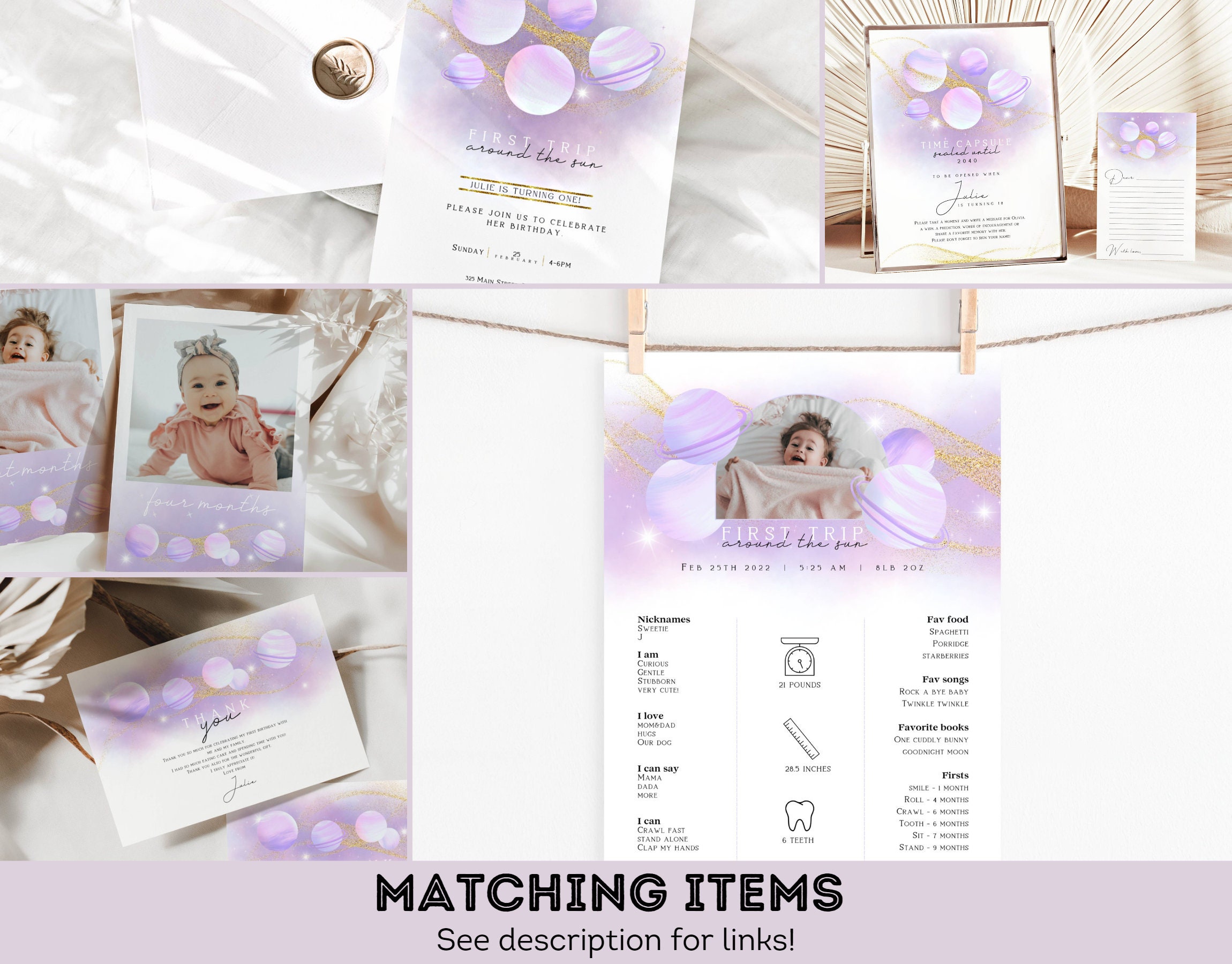 FBD02 GIFT TAG 1st Birthday Thank You Tag, Pastels Planets Solar System ...