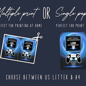 Gaming PS5 Birthday Party Invitation Template | Printable! | Neon Blue ...