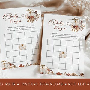 Printable Baby Bingo, Baby Shower Game, Little Pumpkin, Baby Shower ...