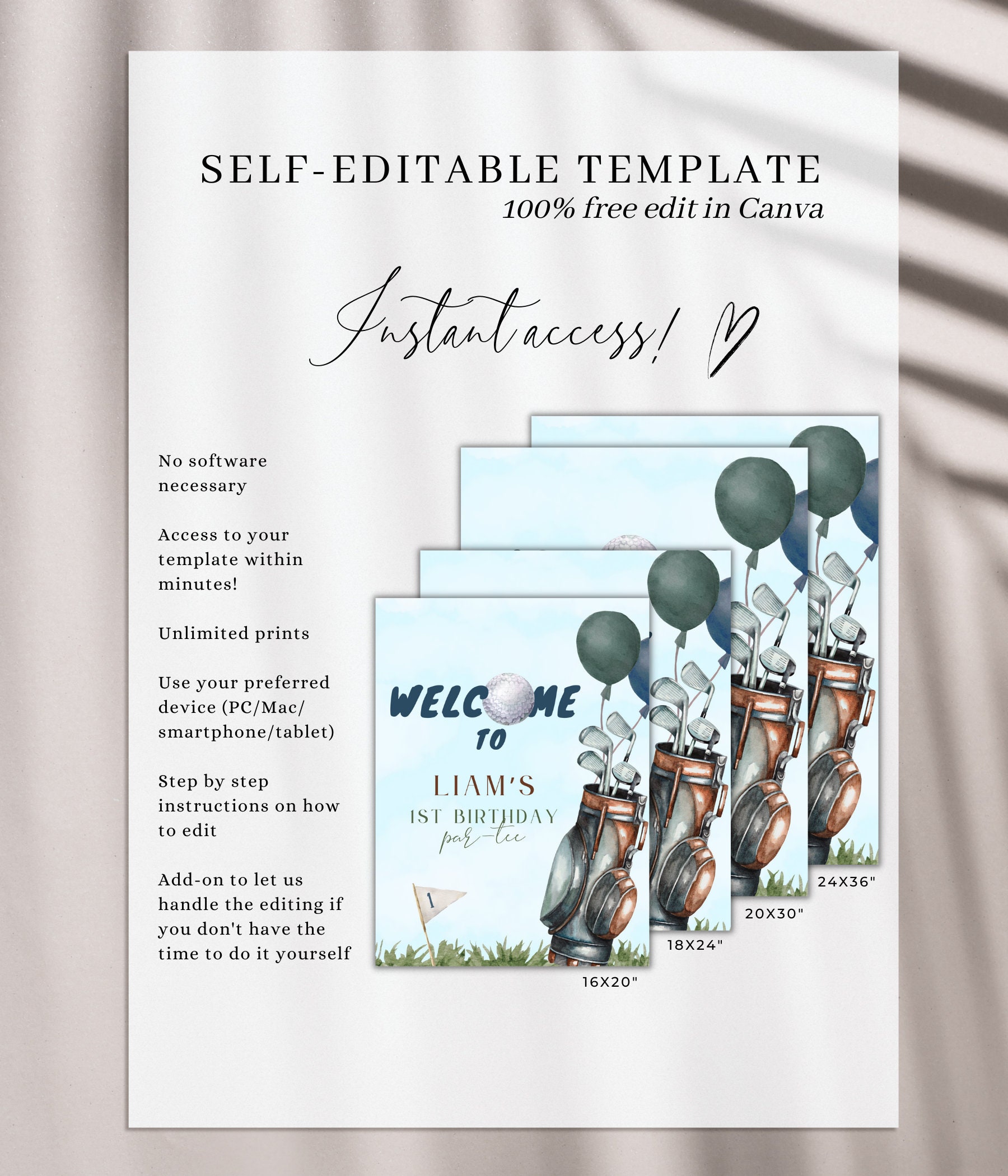 Golf First Birthday Welcome Sign | Golf 1st Birthday Decor | Golf ...