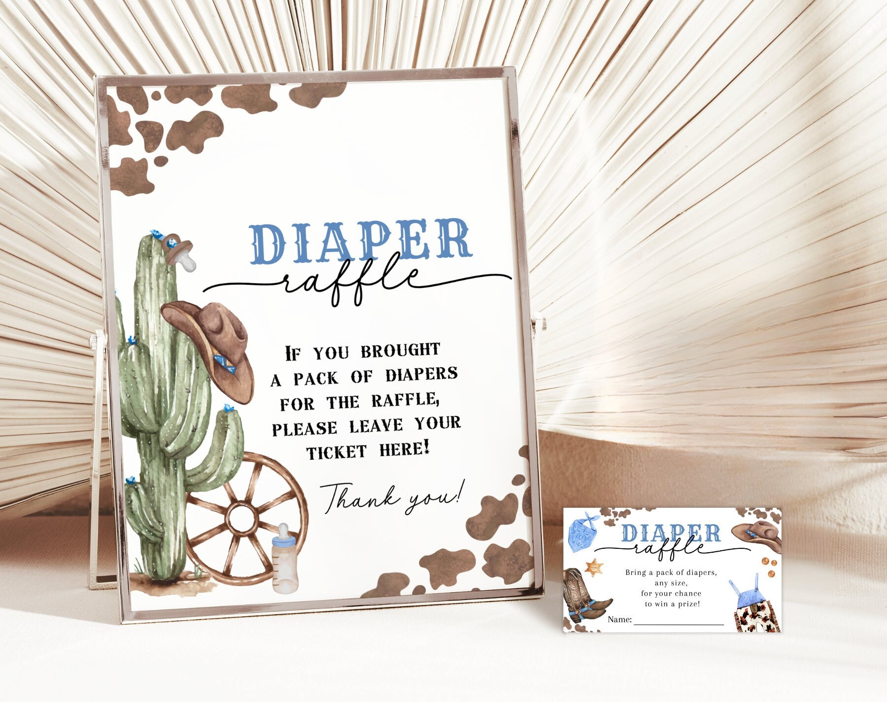Cowboy Baby Shower Diaper Raffle Sign Printable Tickets Western Baby ...