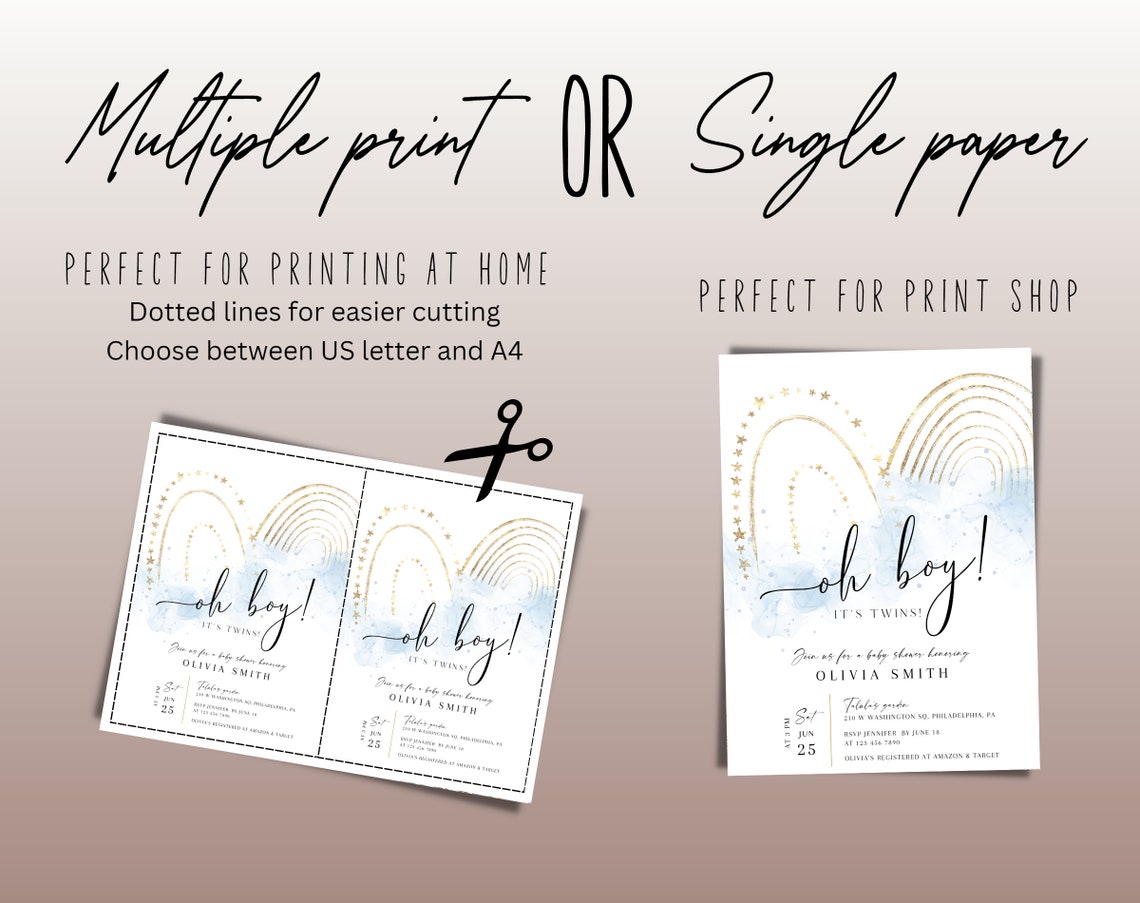 Twin Boys Baby Shower Invitation Printable Editable Twice - Etsy