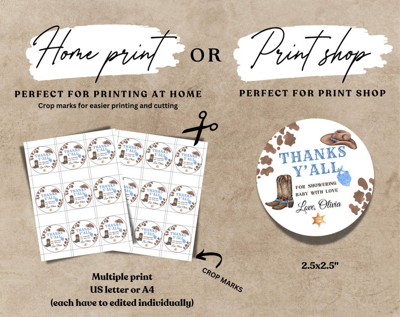Editable Printable Baby Shower Favor Tag Cowboy Favor Tag Decor Rodeo ...