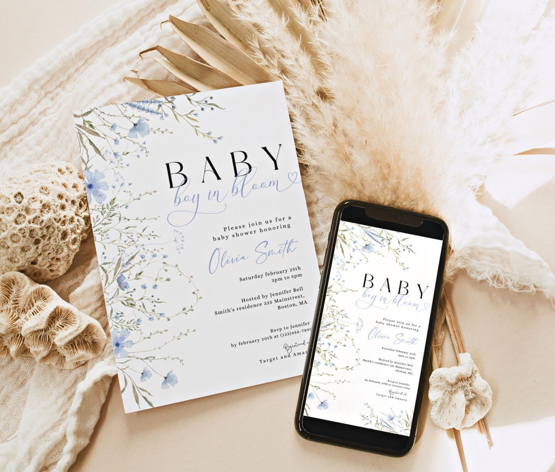 Baby Boy in Bloom INVITATION Baby Shower & Electronic Invite ...