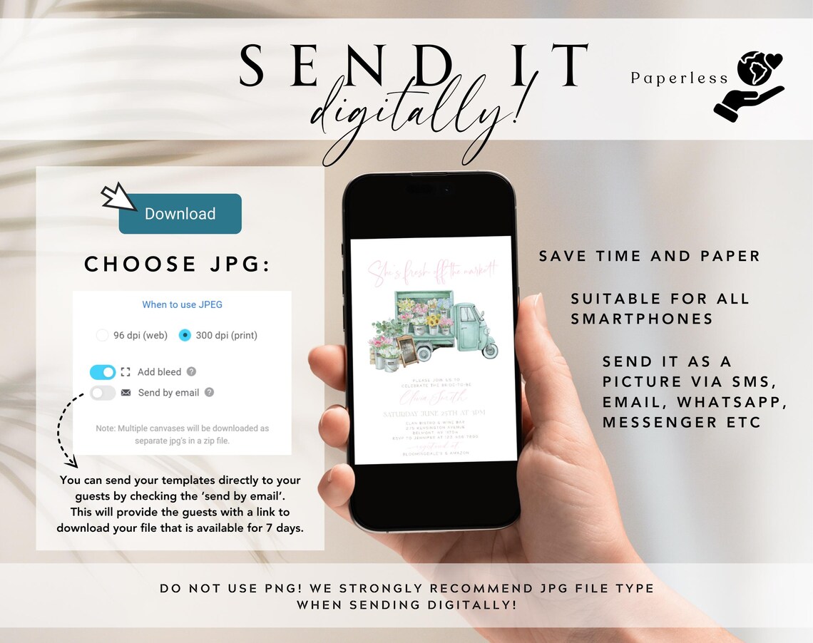 Fresh off the Market Bridal Shower Invitation Bridal Brunch Invitation ...