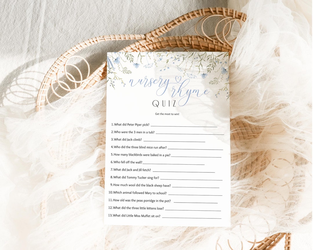 Nursery Rhyme Baby Shower Game | Print or Edit! | Nursery Rhyme Baby ...