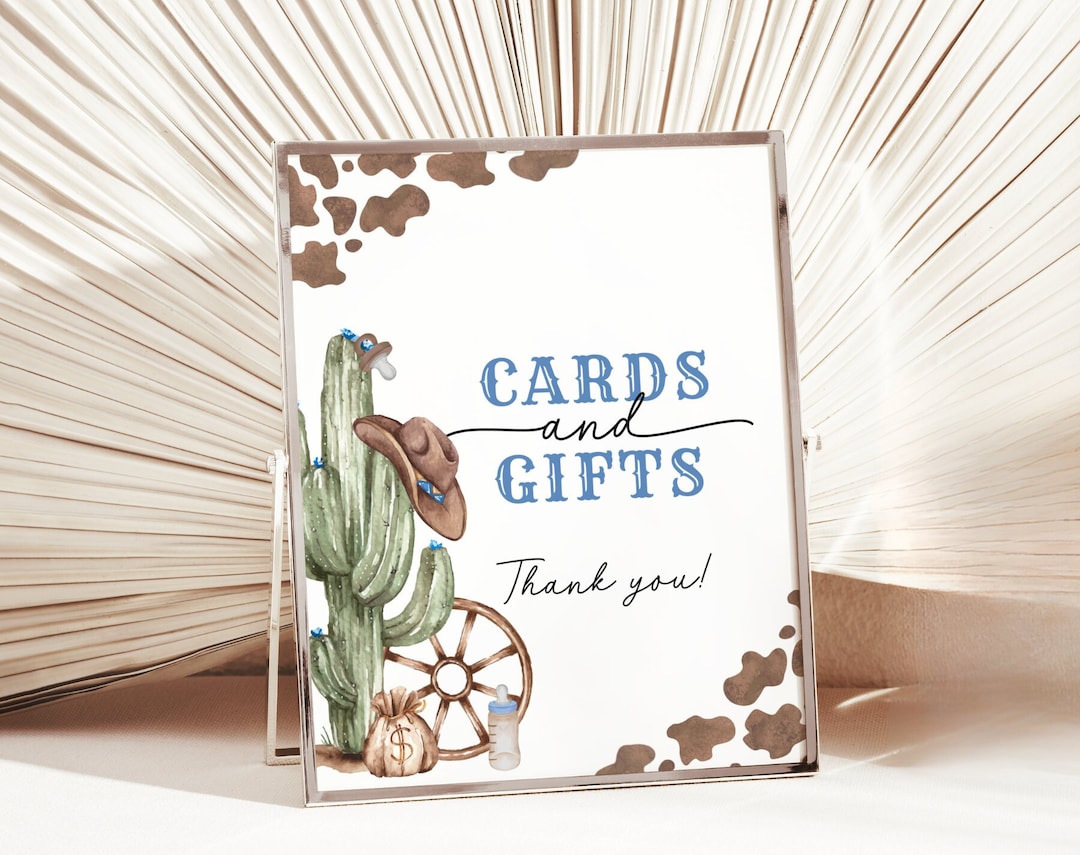 Printable Cards and Gifts Sign Cowboy Baby Shower Gift Sign Western ...