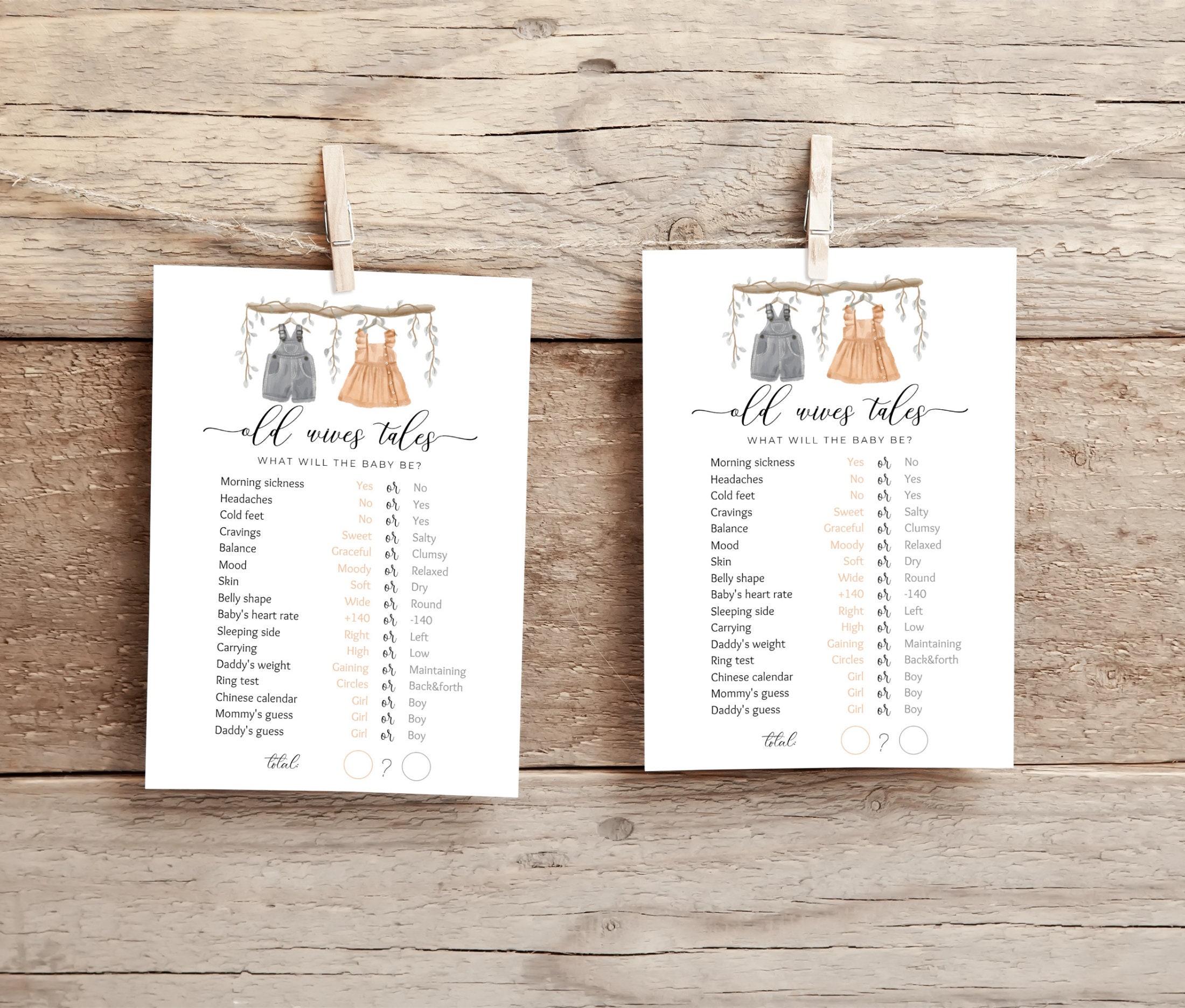 Boho Gender Reveal Old Wives Tales Sign Printable Gender Reveal Baby ...