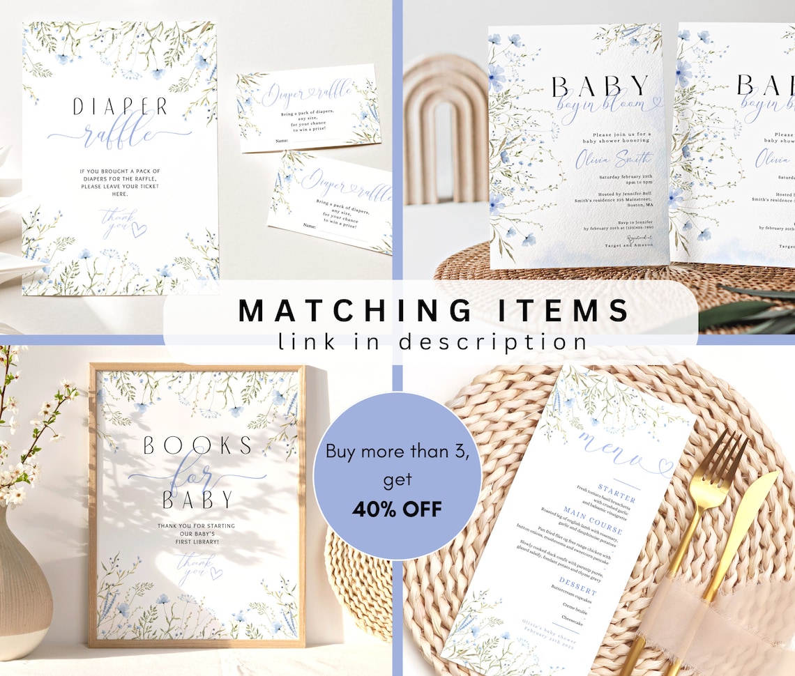 Printable MENU for Baby Shower FREE Edit Floral Dinner - Etsy