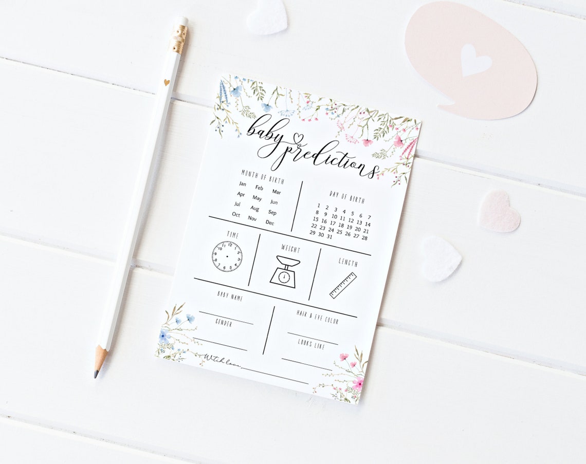 Baby Predictions Gender Reveal Activity Just Download & - Etsy