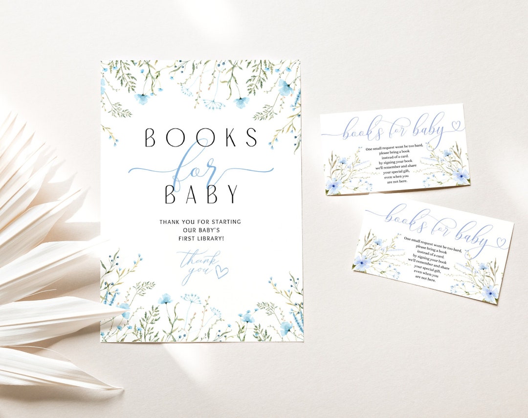 Books for Baby Sign & Cards - Ready to Print! | FREE Edit | Floral Baby ...