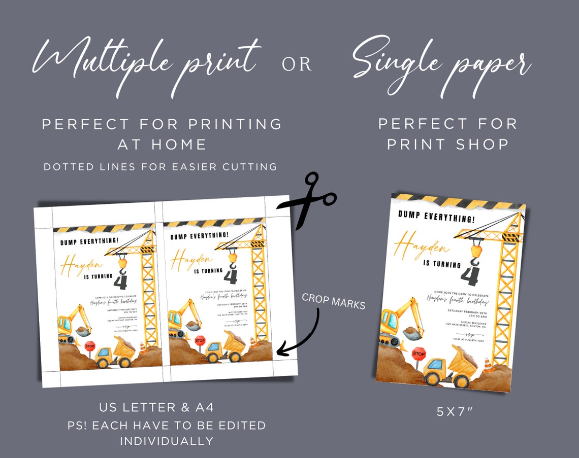 Construction Birthday Invitation Instant Download Birthday Boy ...