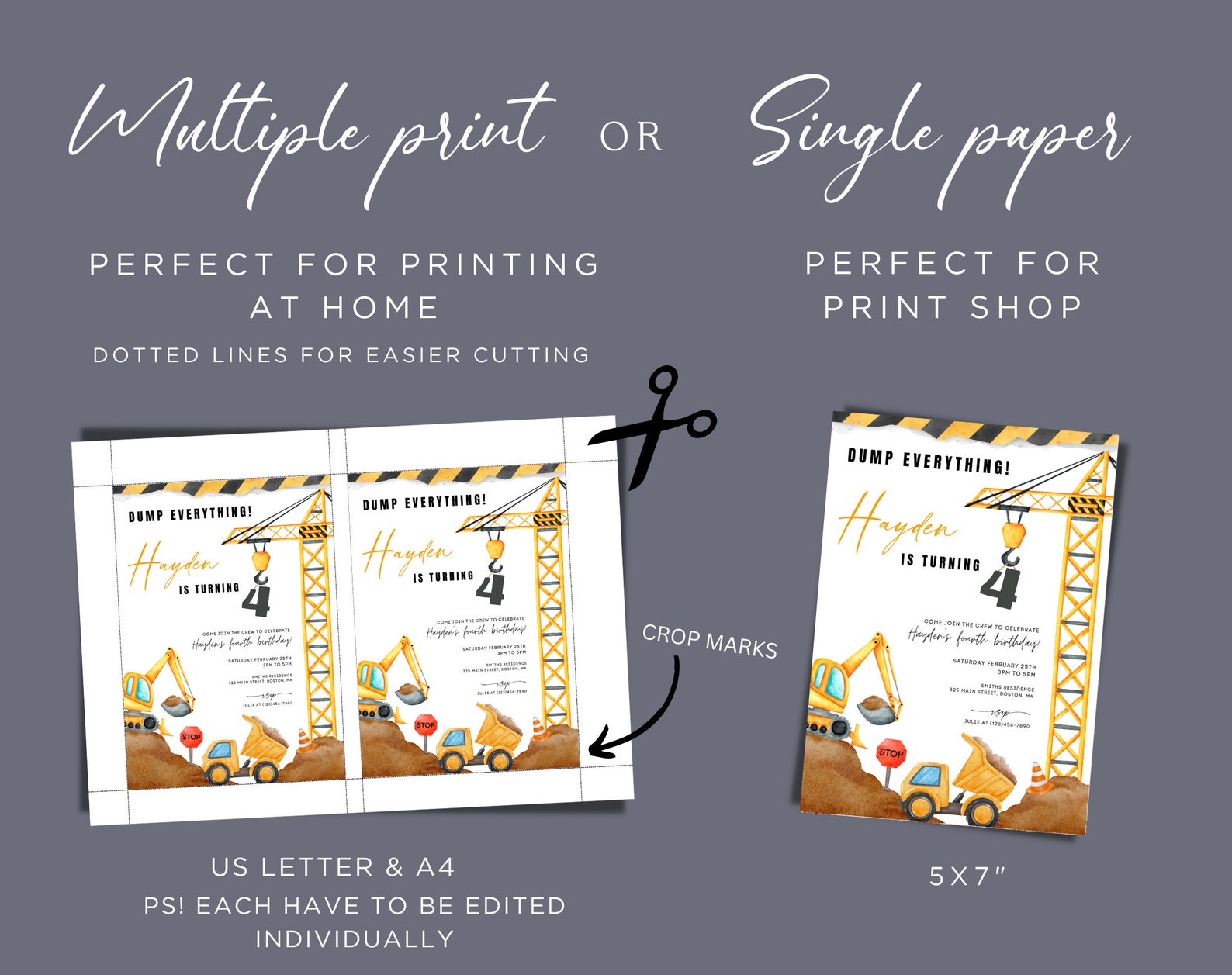 Construction Birthday Invitation Instant Download Birthday Boy ...