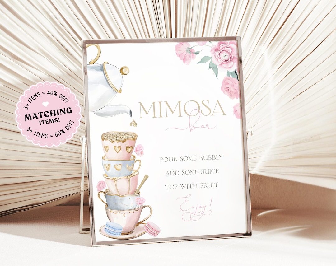 Mimosa Bar Bridal Shower Sign Tea Party Bridal Shower Sign Bridal ...