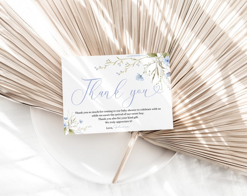 Printable THANK YOU CARD for Wildflower Baby Shower Matching Items Baby ...
