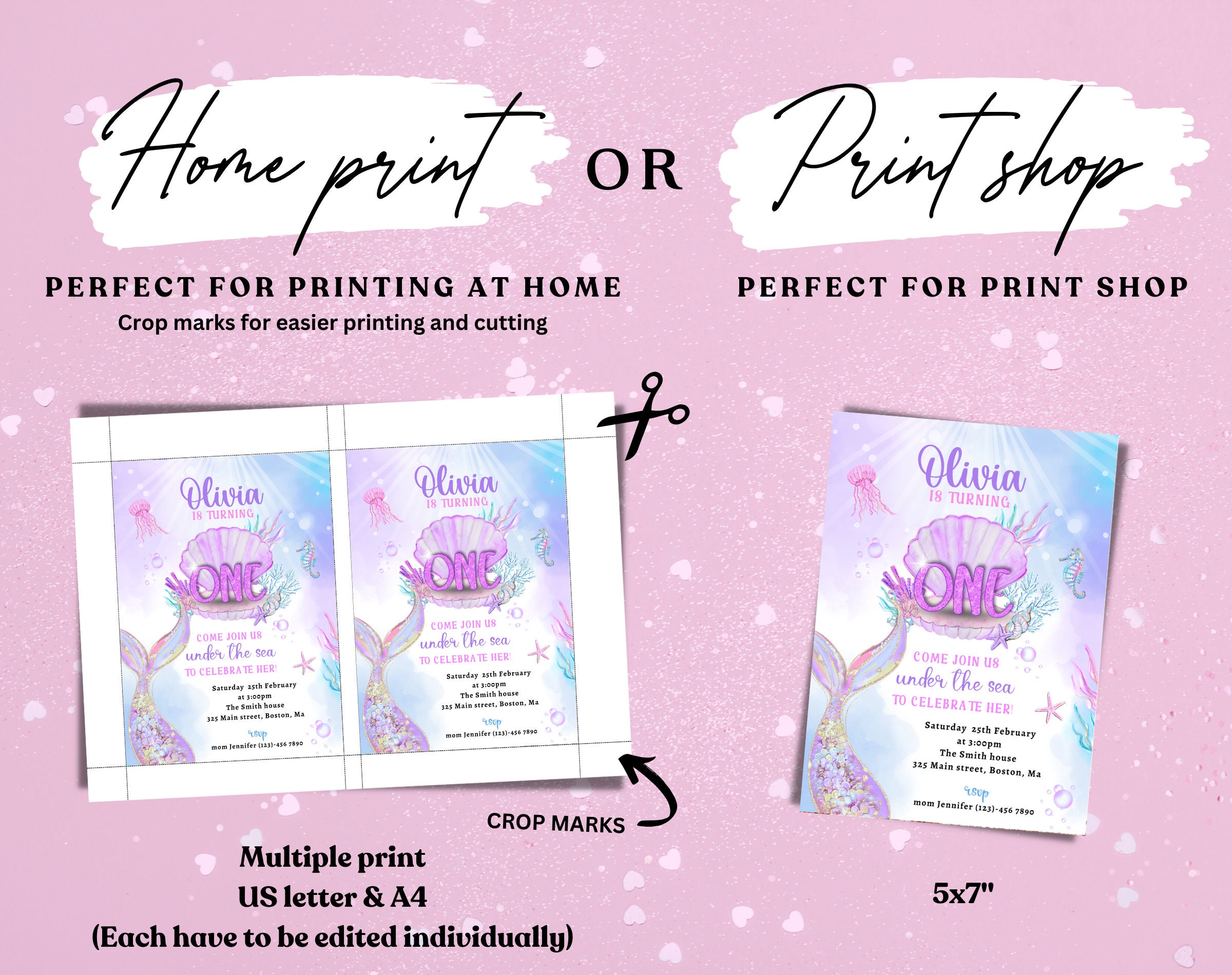 Mermaid Birthday Invitation Princess Birthday Invitation Oneder the Sea ...
