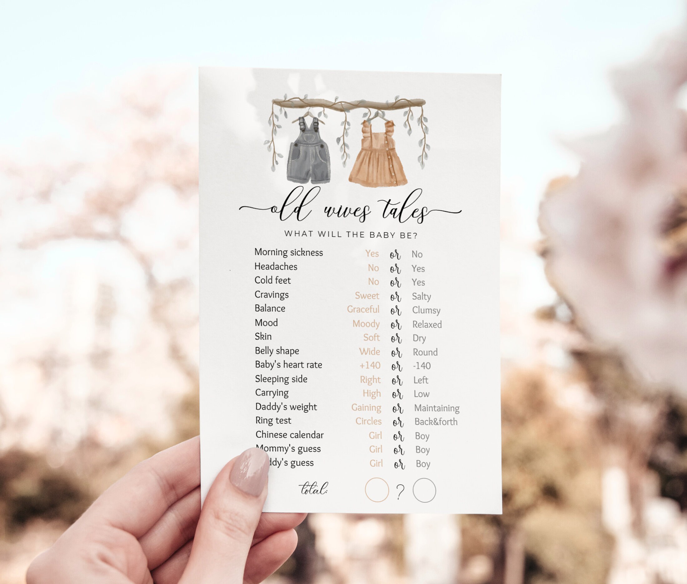 Boho Gender Reveal Old Wives Tales Sign Printable Gender Reveal Baby ...