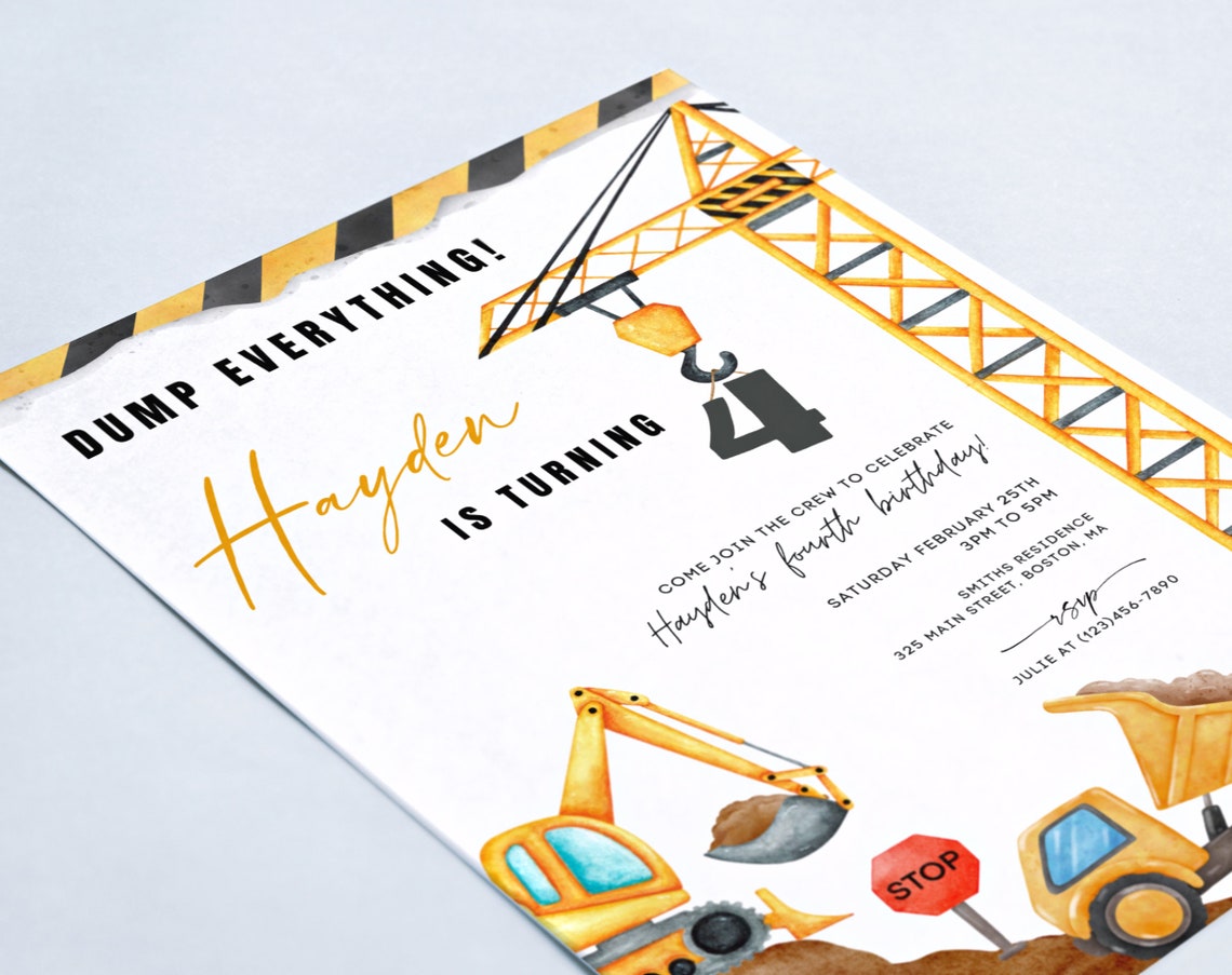 Construction Birthday Invitation Instant Download Birthday Boy ...