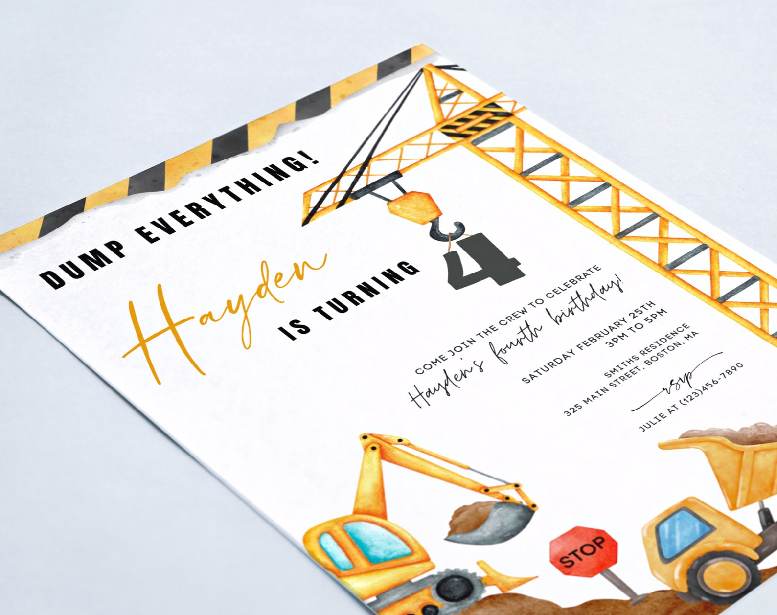 Construction Birthday Invitation Instant Download Birthday Boy ...