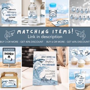 Editable Shark Boy Birthday Welcome Sign Great White Shark Decor Boy ...