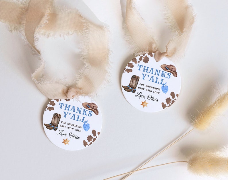 Editable Printable Baby Shower Favor Tag Cowboy Favor Tag Decor Rodeo ...