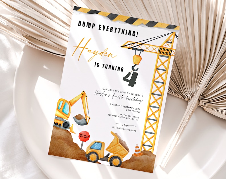 Construction Birthday Invitation Instant Download Birthday Boy ...