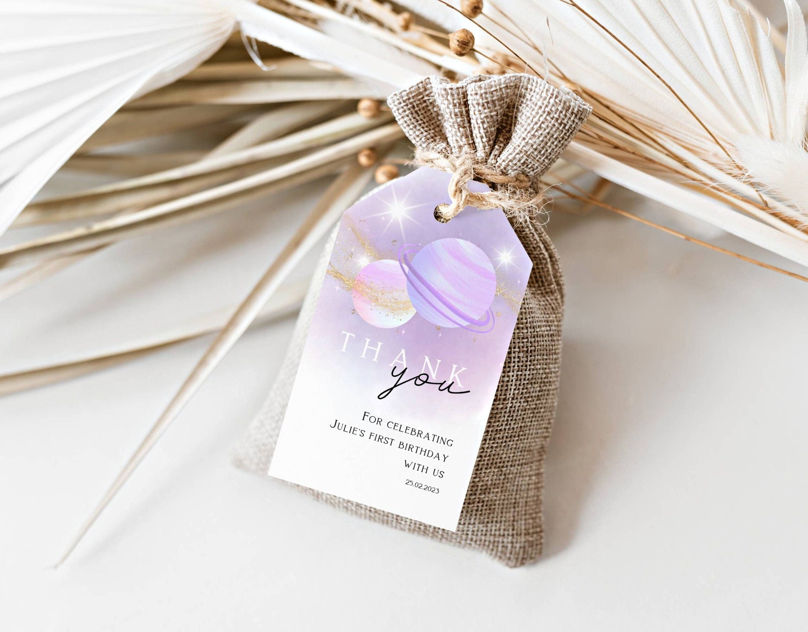 FBD02 GIFT TAG 1st Birthday Thank You Tag, Pastels Planets Solar System ...