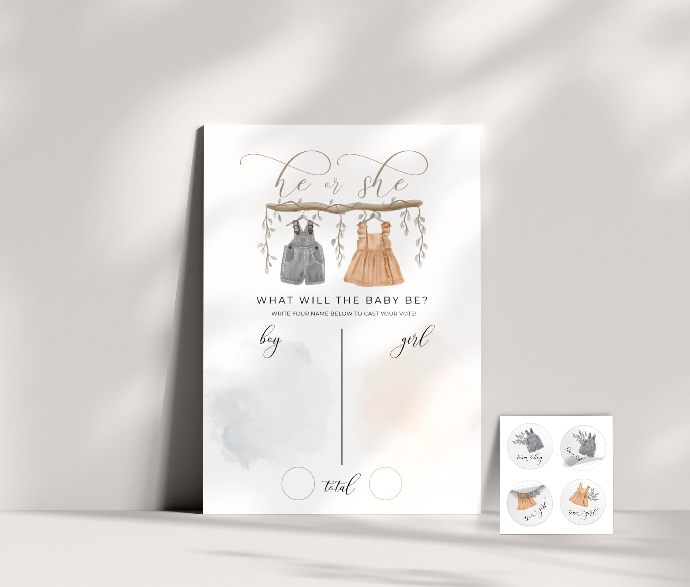 Boho Gender Reveal Guess the Gender Sign FREE Edit Printable Team Boy ...