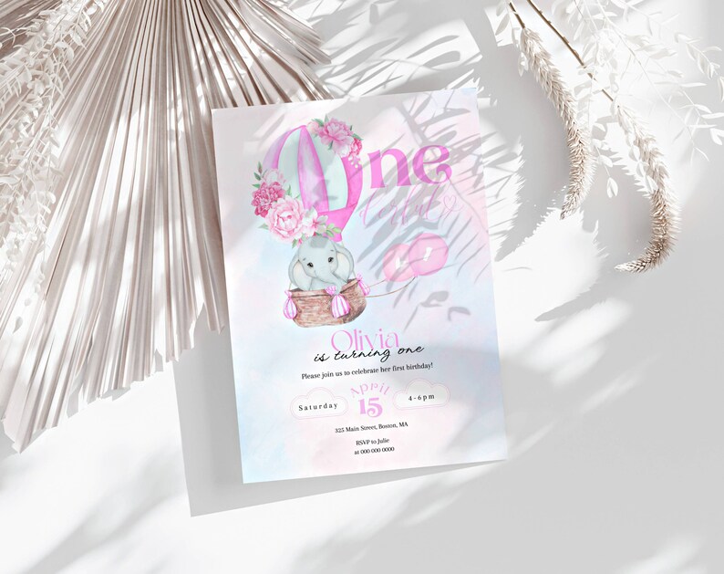 First Birthday INVITATION Girl Printable One Year Old 1st Birthday Baby ...