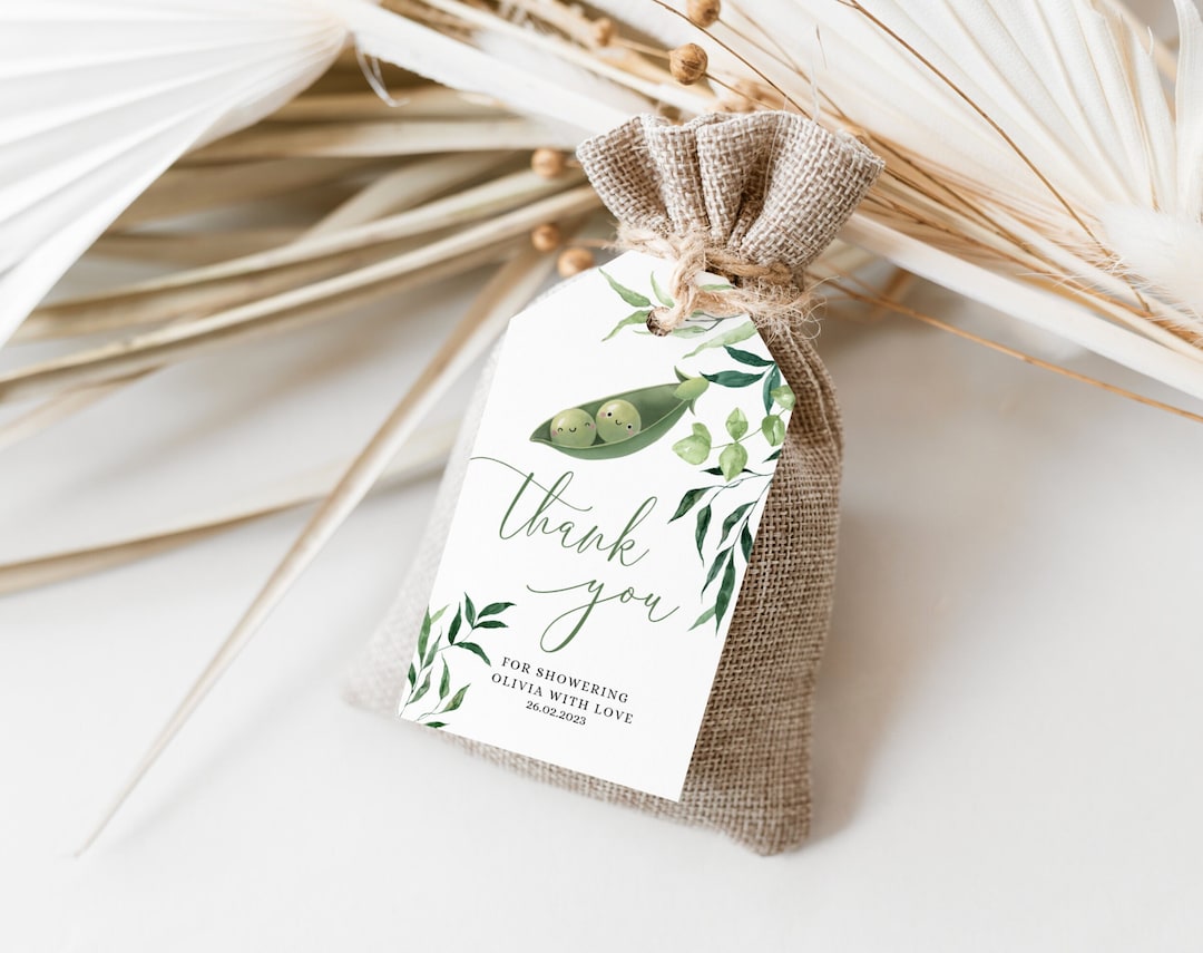 Twin Baby Shower Favor Tag, Two Peas in a Pod Gift Tag, Thank You Tag ...