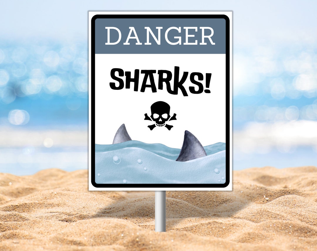 Editable Shark Boy Birthday Welcome Sign Great White Shark Decor Boy ...