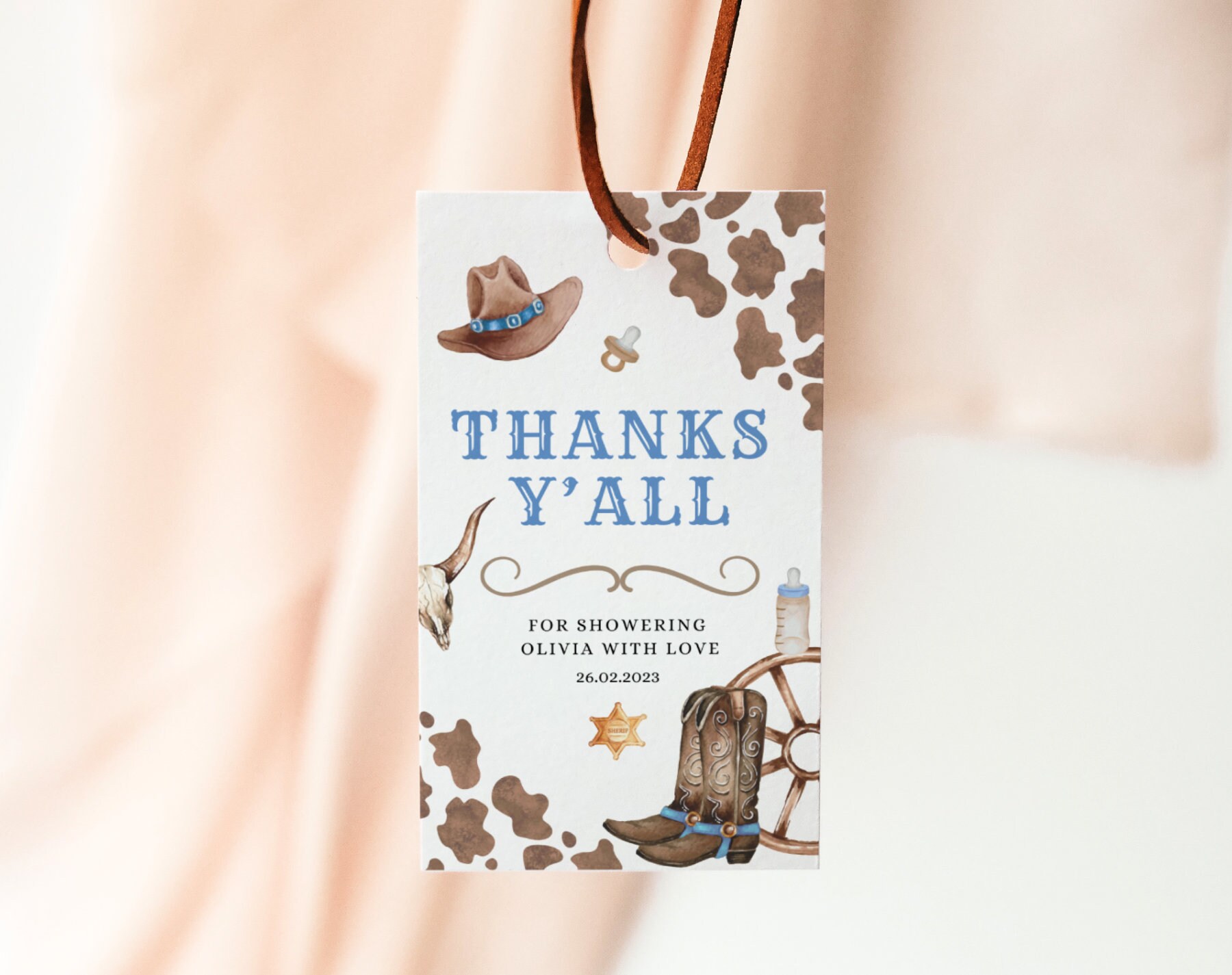 Cowboy Baby Shower Favor Tag Cowboy Gift Tag Thank You Tag Ranch Baby ...