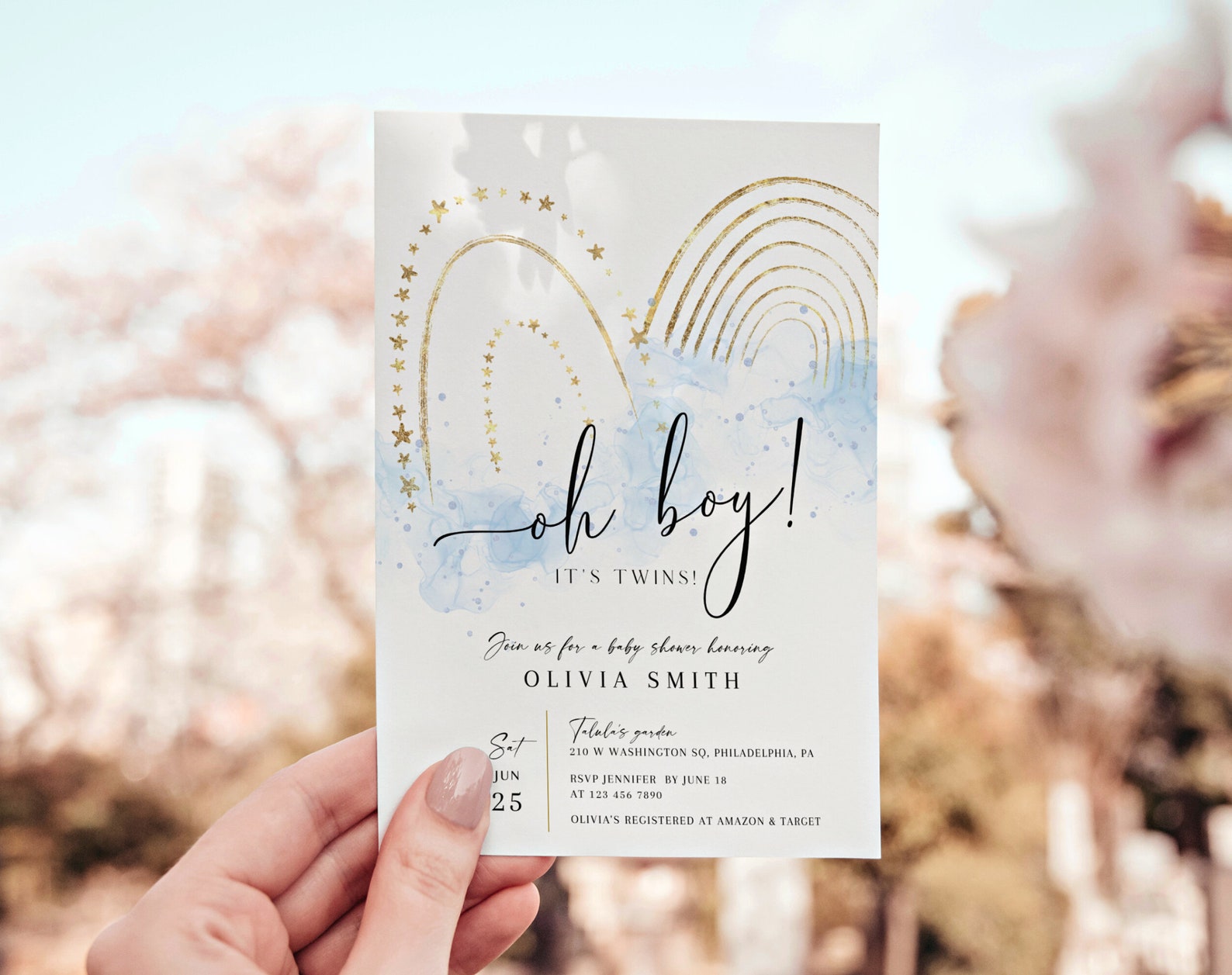 Twin Boys Baby Shower Invitation Printable Editable Twice the Love Oh ...