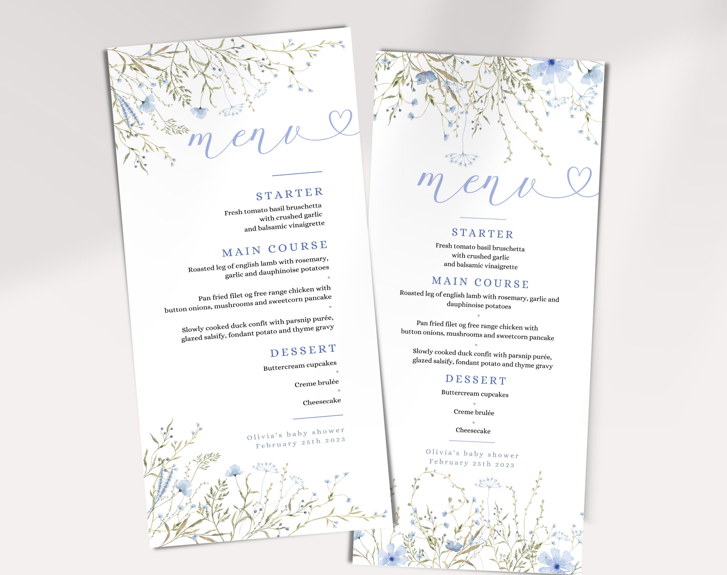 Printable MENU for Baby Shower FREE Edit Floral Dinner - Etsy