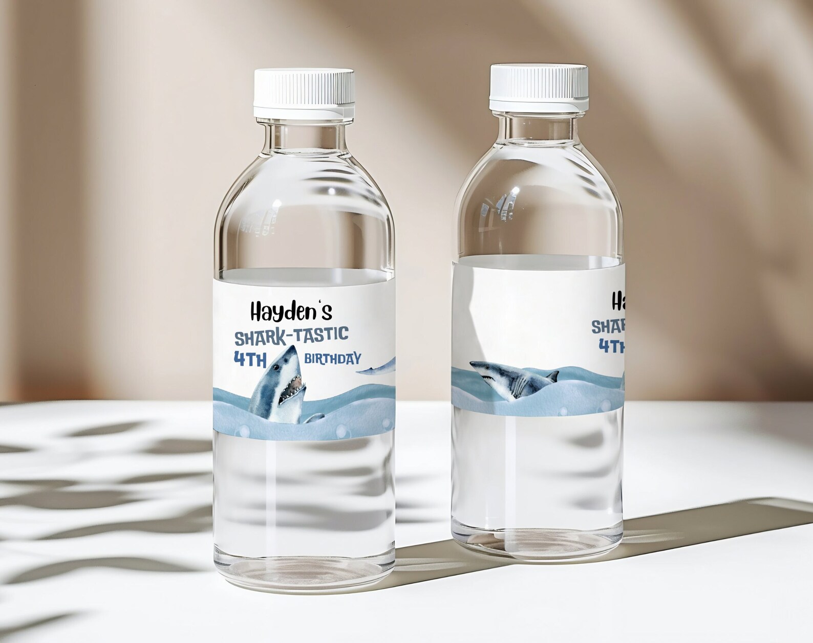 Editable Shark Boy Birthday Bottle Label Great White Shark Decor Boy ...